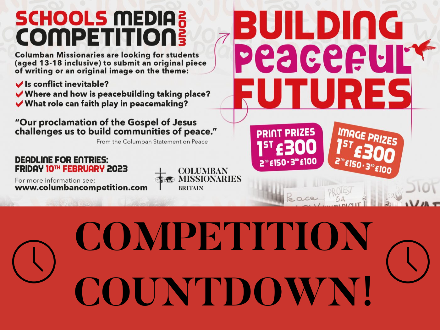 Competition countdown: Building Peaceful Futures - Columban Missionaries